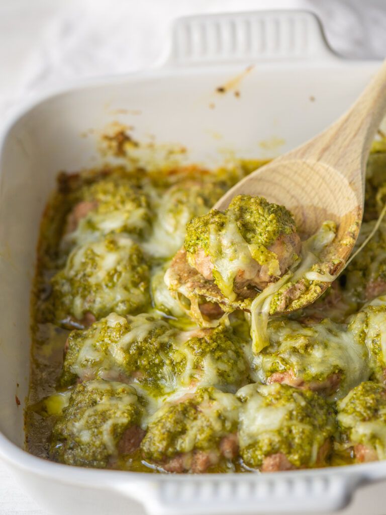 This Pesto Baked Turkey Meatballs Recipe Makes Tender Flavorful Turkey