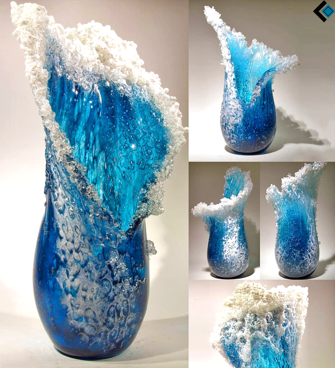 These Incredible Glass Vases Are Made To Look Like An Ocean Wave 🌊🤩 Ocean Blue Art Pottery