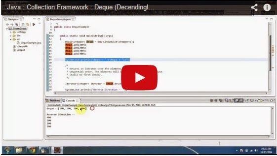 Java Ee Java Collection Framework Deque Decendingiterator Method