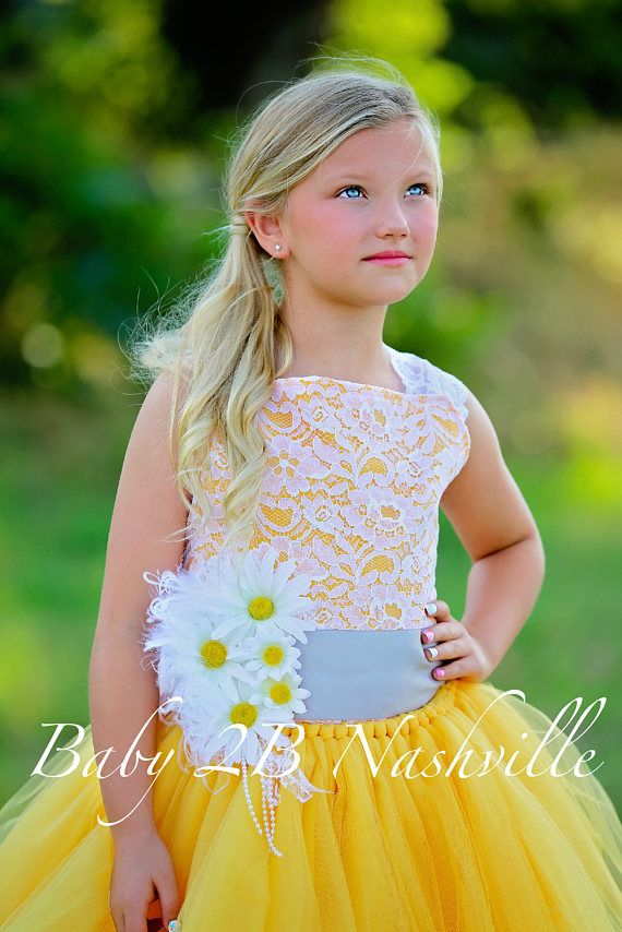 Daisy Dress Yellow Dress Flower Girl Dress Lace Dress Tulle Etsy Flower Girl Dresses Flower