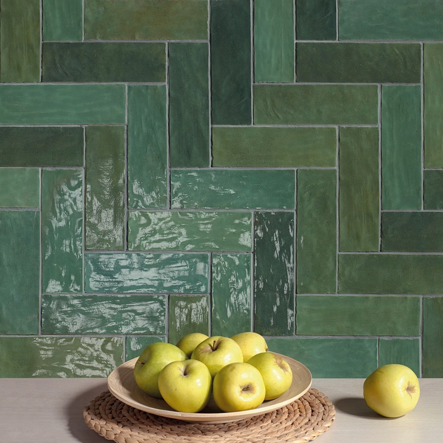 Portmore Green 3x8 Glazed Ceramic Subway Wall Tile Glazed Ceramic