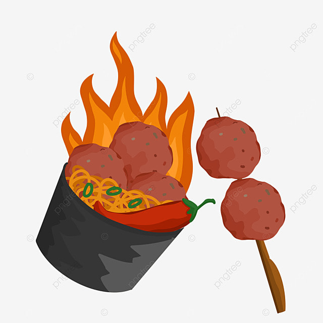 Baso Pentol Pedas Kartun Baso Pentol Kartun Food Bakso Png