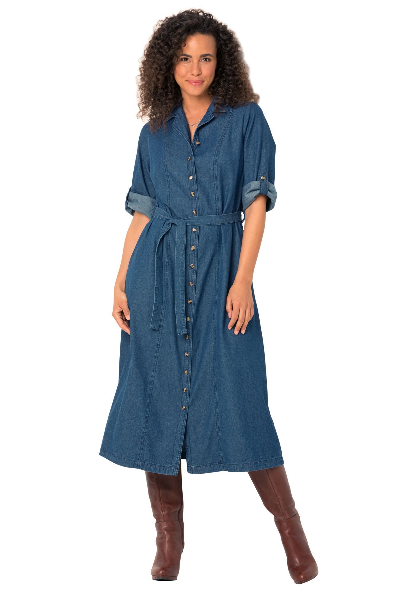 Belted Denim Dress Belted Denim Dress Plus Size Dresses Plus Size