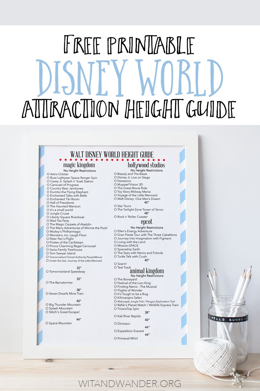Free Printable Height Guide To Rides At Disney World Our Handcrafted Life Disney World