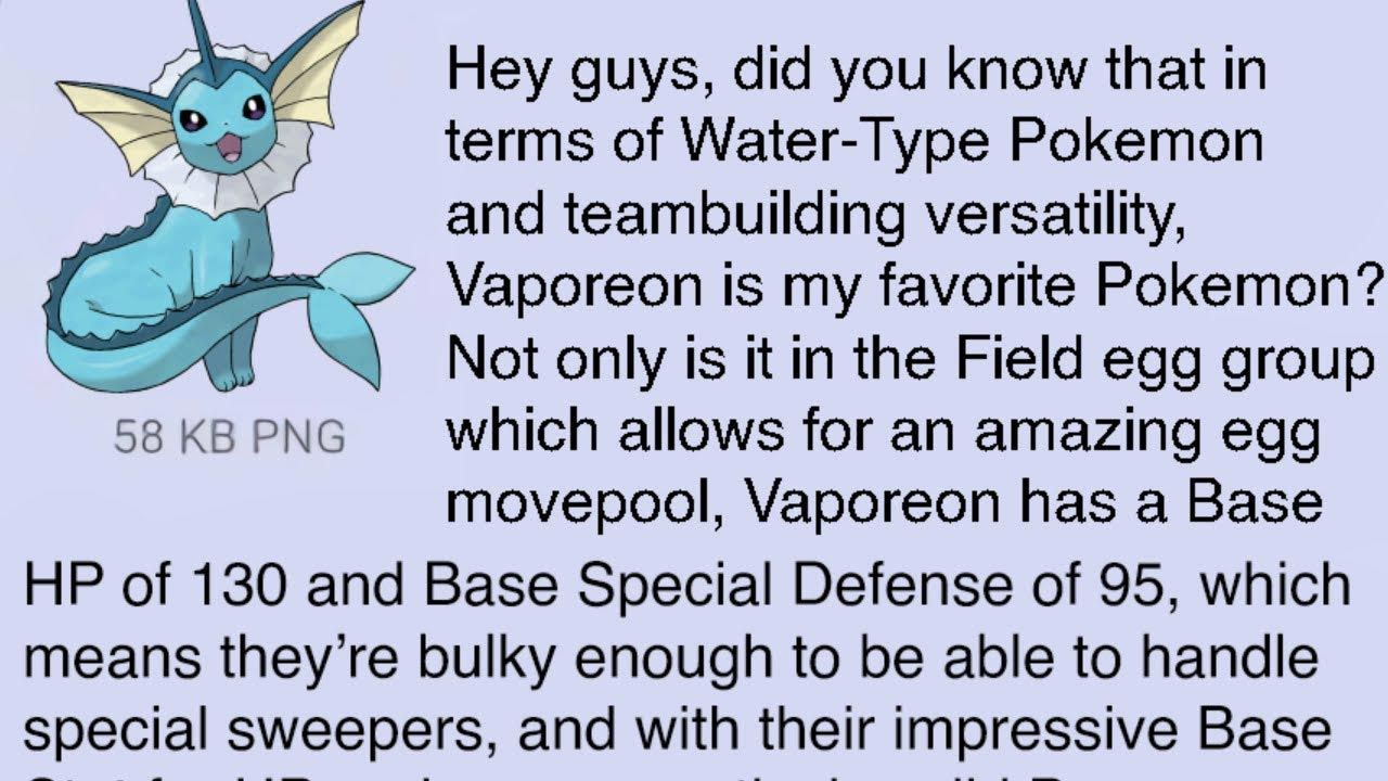 Pokemon Vaporeon Copypasta Origin Meme Did You Know Reddit Extended In 2023 Memes