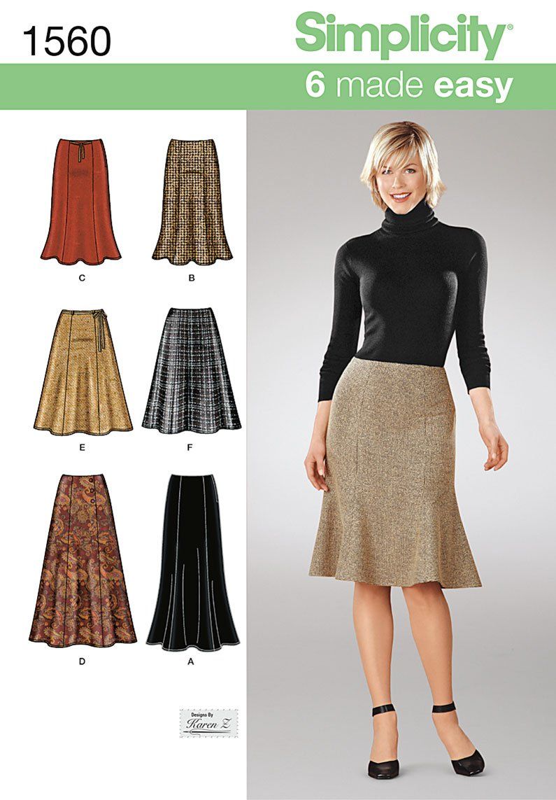 SIMPLICITY 1560 MISSES' SKIRTS (2 LENGTHS) SIZE 6-12 ~ SEWING PATTERN ... SIMPLICITY 1560 MISSES' SKIRTS (2 LENGTHS) SIZE 6-12 ~ SEWING PATTERN ...