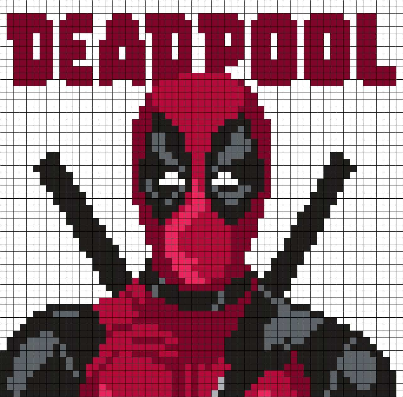 Deadpool Poster Square By Maninthebook On Kandi Patterns Pixel Art Pattern Pixel Art Cross