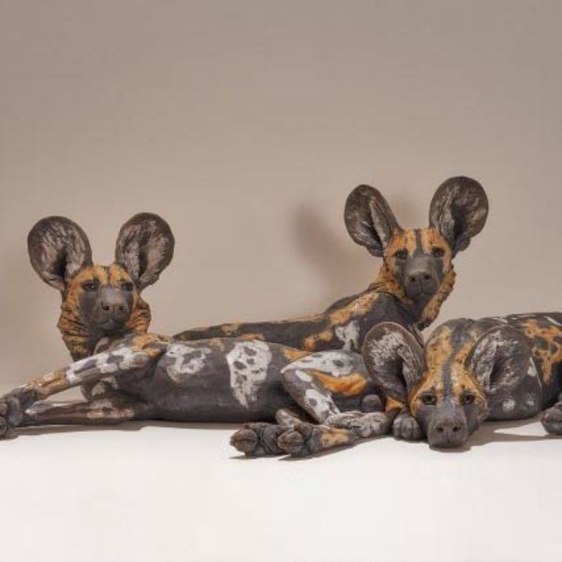 Nick Mackman Wild Dog Pups Resting, Low fired ceramic | Animal ... Nick Mackman Wild Dog Pups Resting, Low fired ceramic | Animal ...