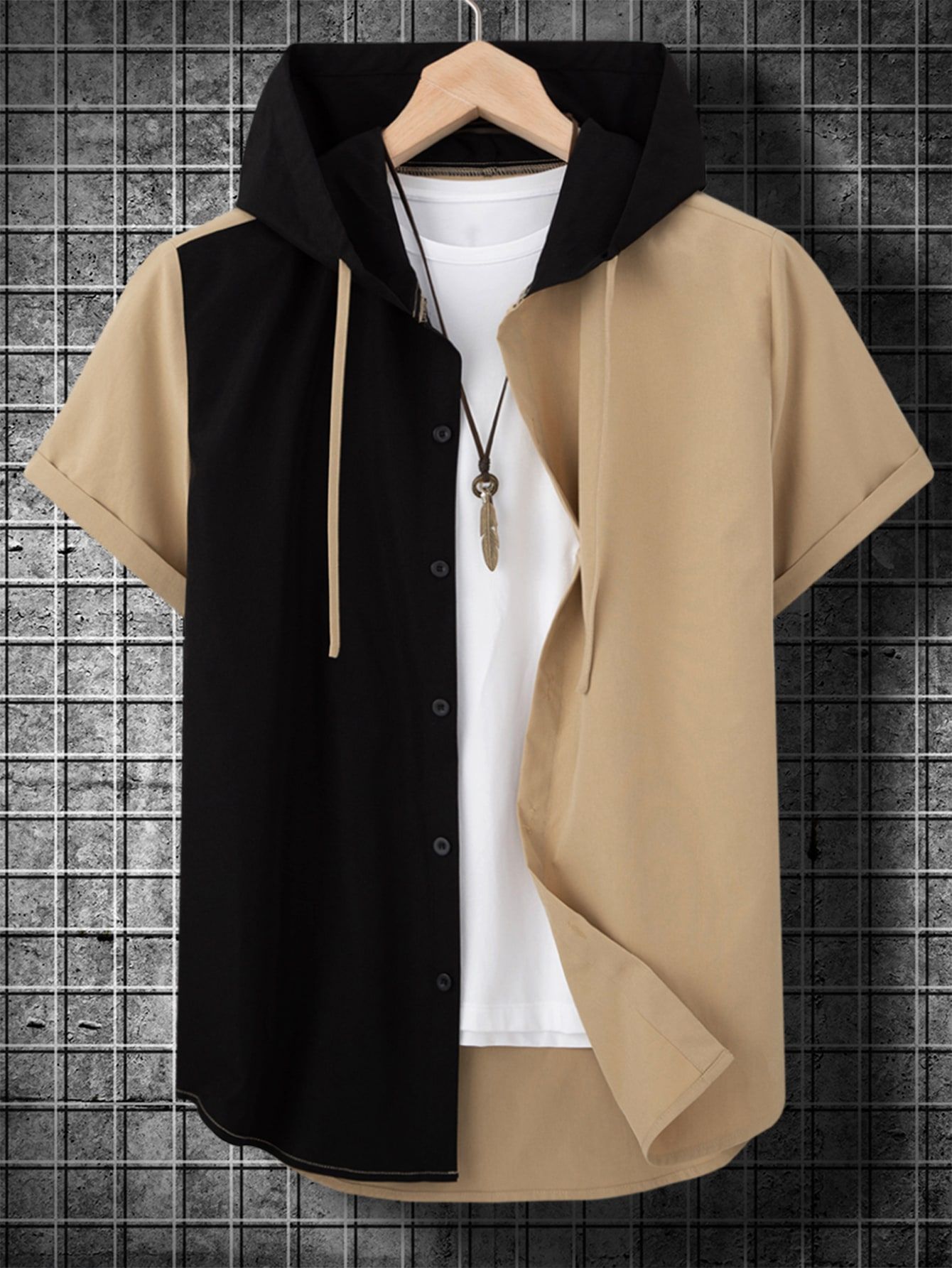 Multicolor Casual Collar Short Sleeve Polyester Colorblock Shirt