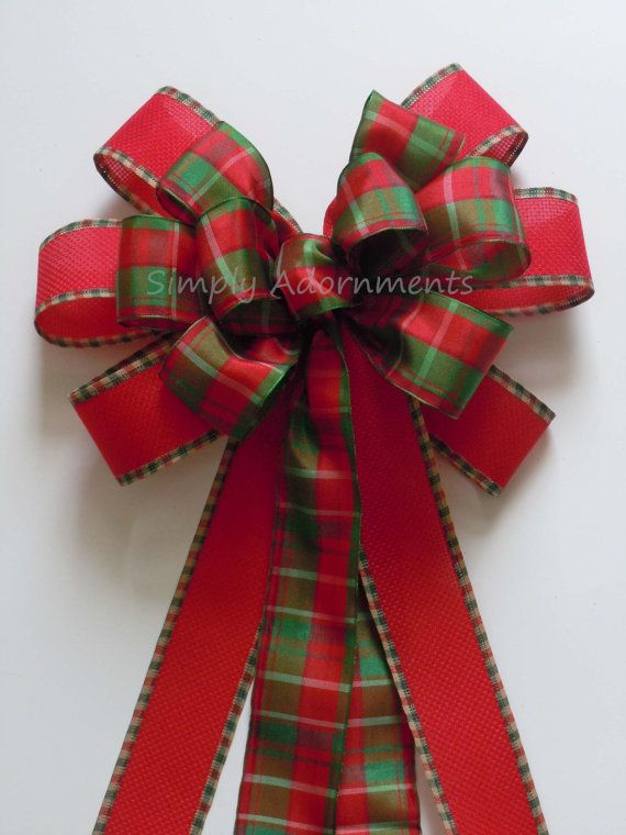 Red Green Plaid Bow Christmas Plaid Wreath Bow Red Green Etsy