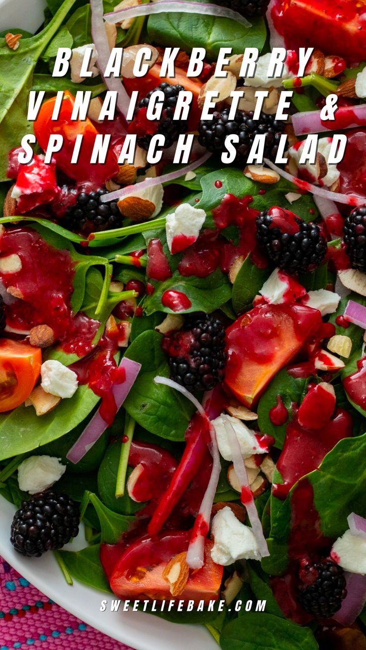 Blackberry Vinaigrette and Spinach Salad | Easy healthy salad, Spinach ... Blackberry Vinaigrette and Spinach Salad | Easy healthy salad, Spinach ...