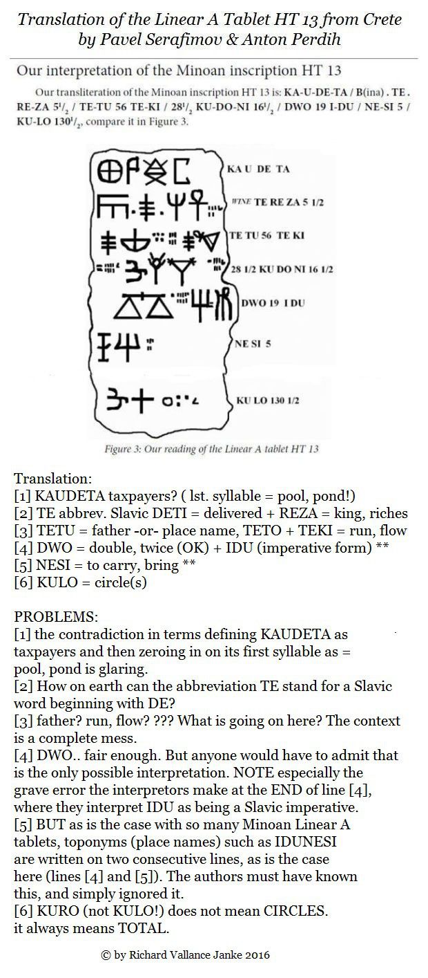 Proto Slavic Interpretation Of Minoan Linear A Tablet Ht 13 Haghia Triada — Another