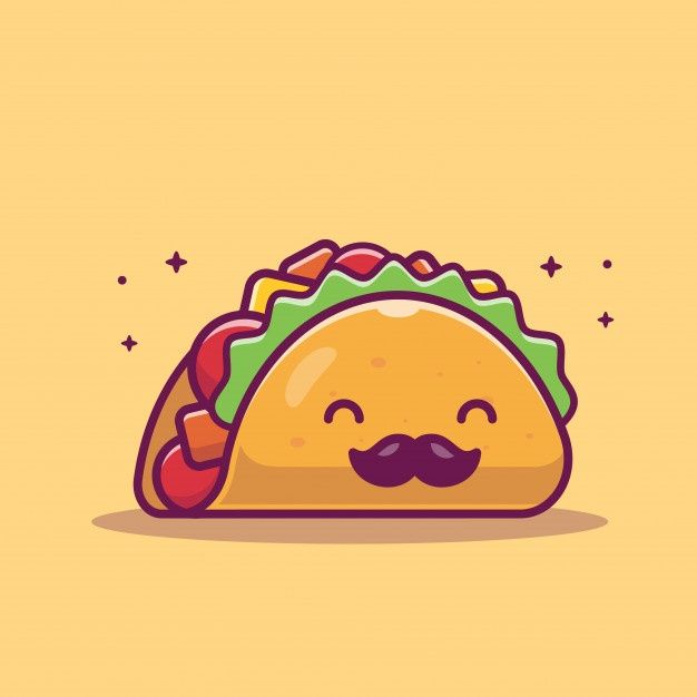 Premium Vector Taco Mustache Mascot Cartoon Illustration Cute Taco Character Food Concept