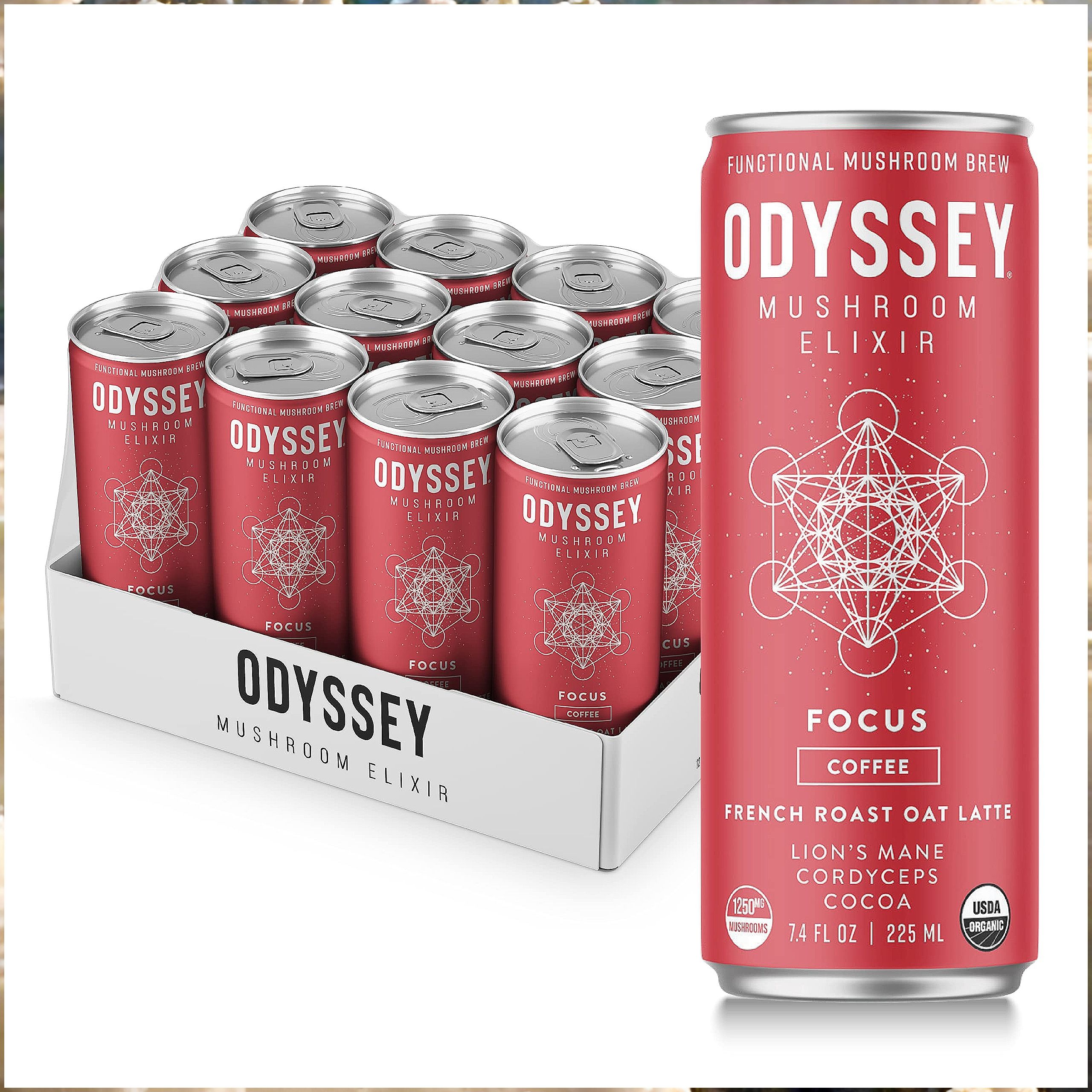Odyssey Elixir Energy And Focus Coffee Mushroom Drink 12 Fl Oz French