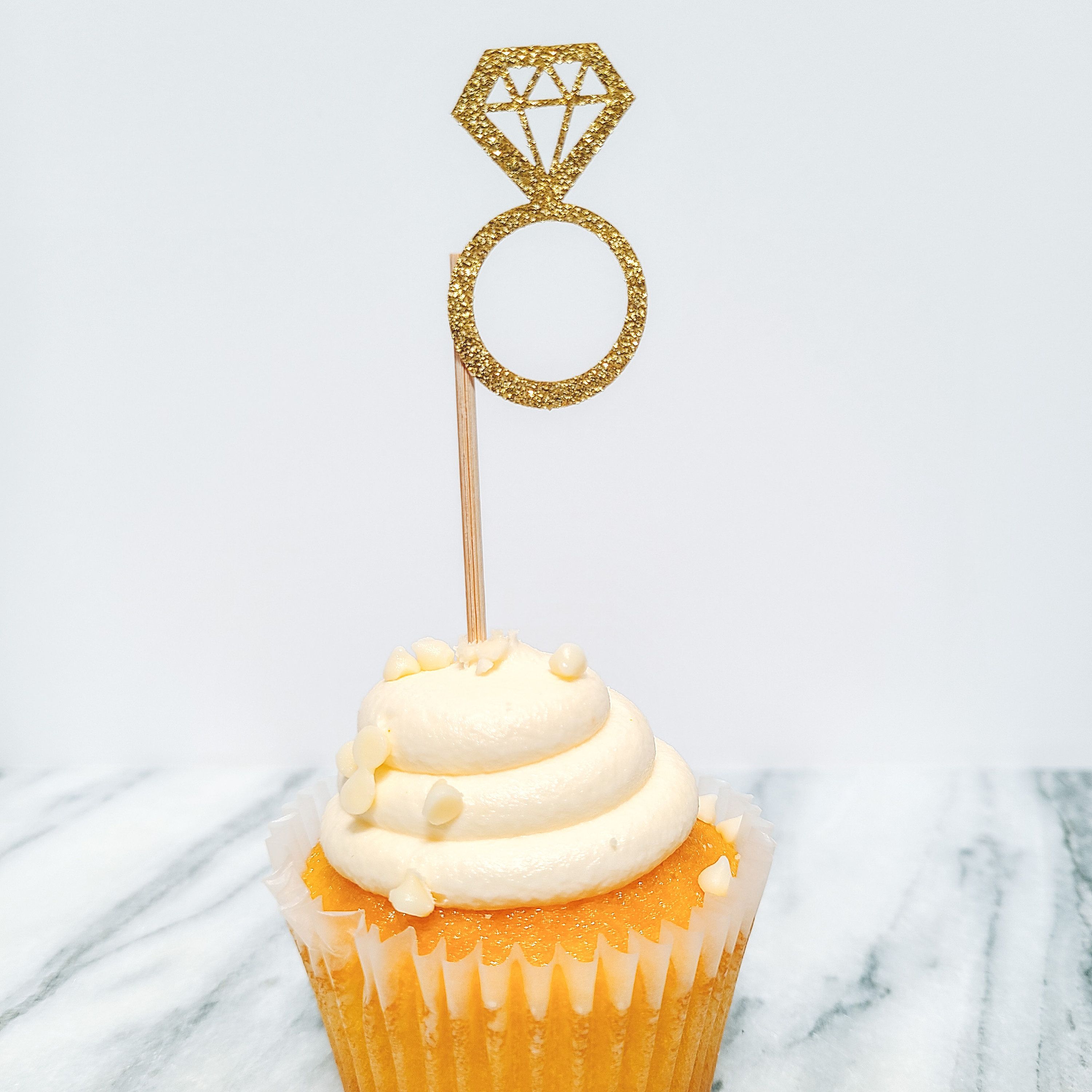 Gold Glitter Diamond Ring Cupcake Toppers Birthday Party Etsy Food
