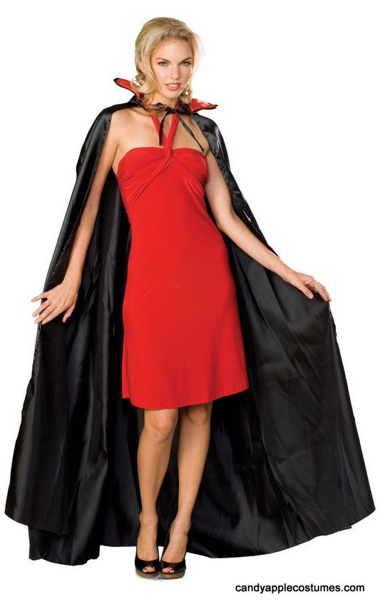 Long Black Satin Cape Satin Cape Fancy Dress Accessories Costumes