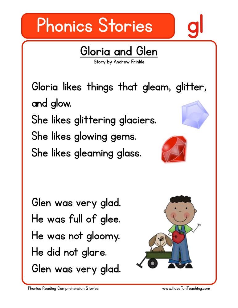 Gloria and Glen GLPhonics Stories Reading Comprehension Worksheet ... Gloria and Glen GLPhonics Stories Reading Comprehension Worksheet ...