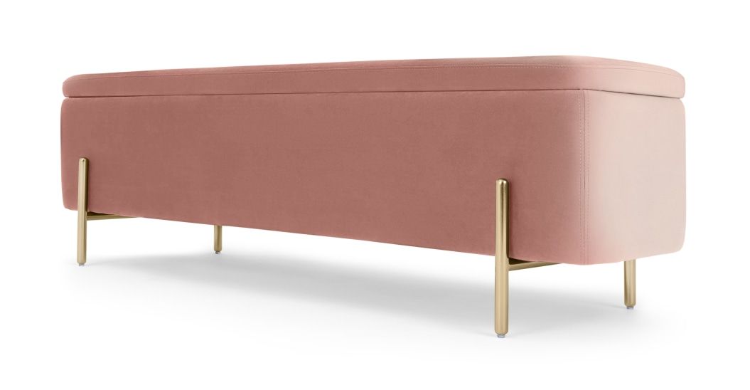 Asare 150cm Ottoman Storage Bench Blush Pink Velvet