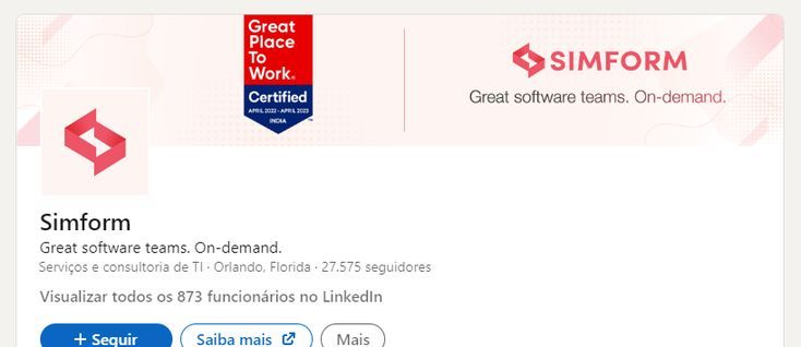 Simform Linkedin Tecnologia Da Informação Flórida Orlando