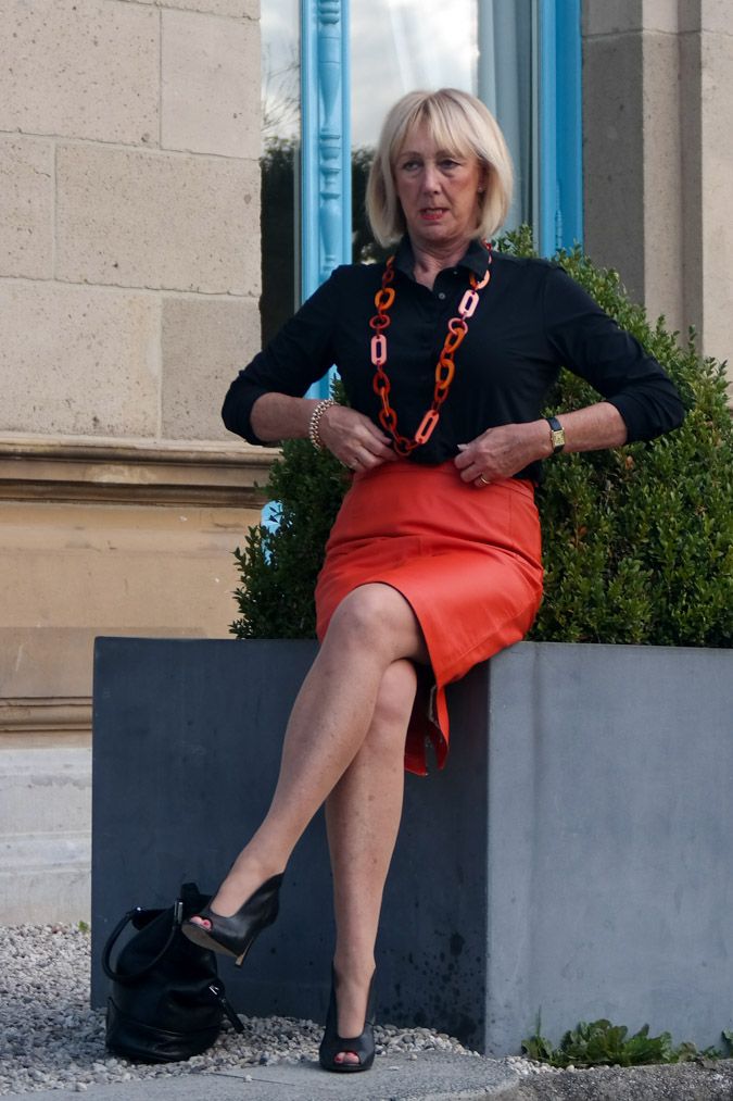 Orange Leather Pencil Skirt No Fear Of Fashion Red Leather Skirt Leather Pencil Skirt Pencil