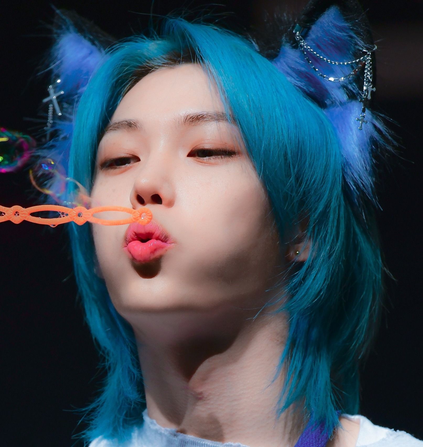 Dead Gorgeous Light Blue Hair Prince Felix Skz In Cute Hot Chocolate Mix Korean People