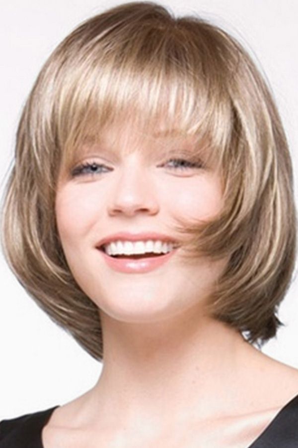 Blonde Full Bang Fluffy Straight Short Synthetic Wig High Temperature