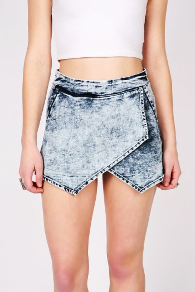 Acid Denim Skort Denim Skorts At Dudette Gingham Skirt Grunge Fashion Short