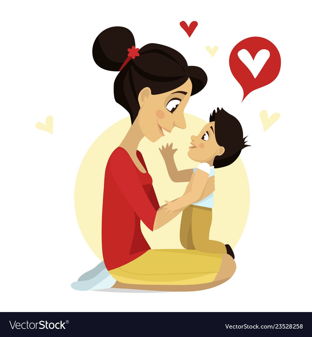 Mothers Love Moms Hug Mom And Son Card On Vector Image On Vectorstock