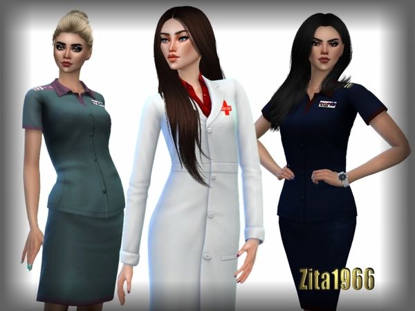 Nurse And Doctor By Zitarossouw Doctor Outfit Sims 4 Mods Clothes