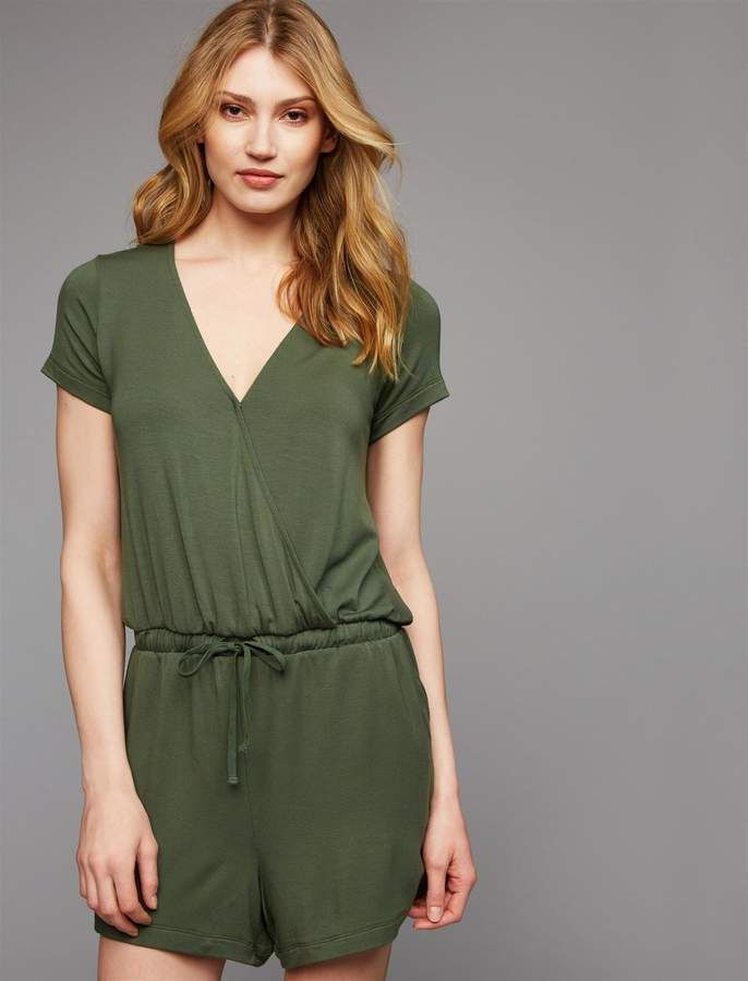 A Pea In The Pod Pull Over Mock Layer Nursing Romper Summer Nursing
