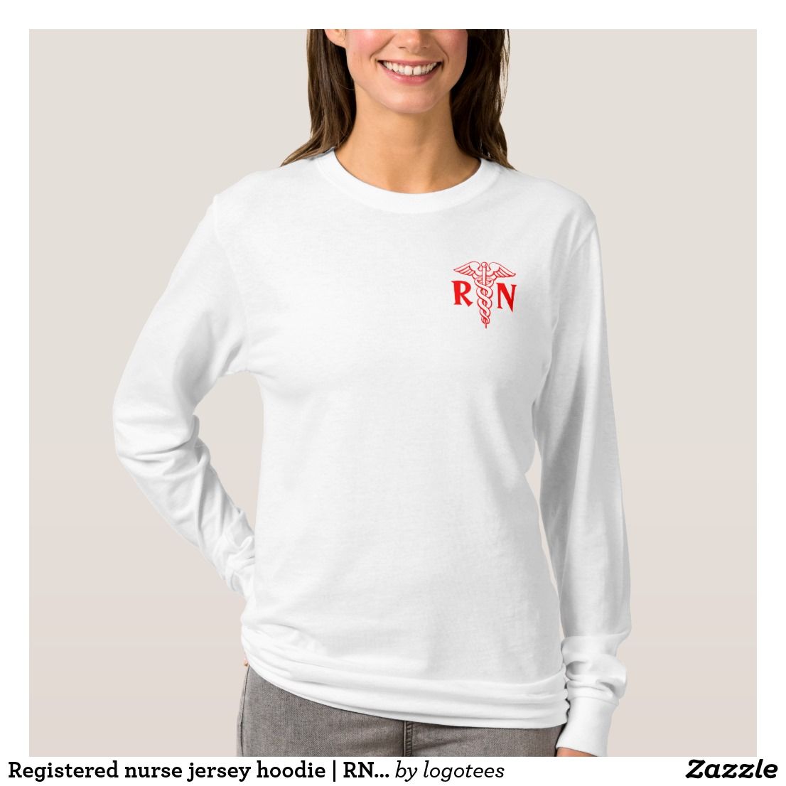 Registered Nurse Jersey Hoodie Rn Caduceus Womens