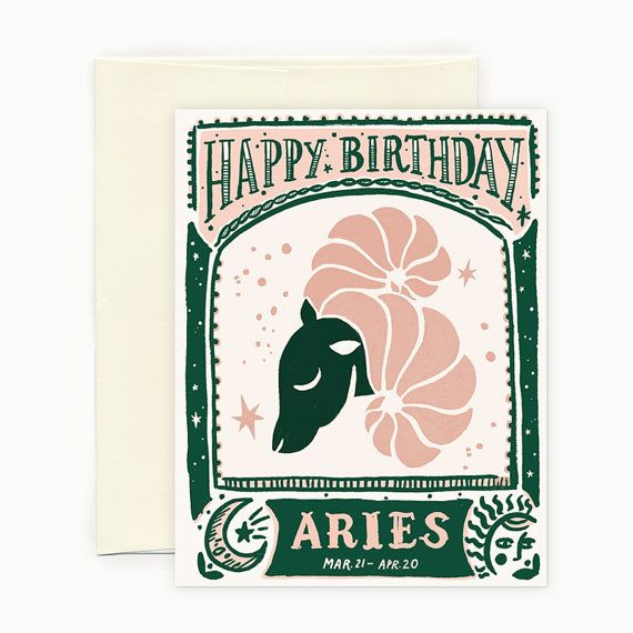 Aries Birthday Card Aries Birthday Birthday Cards Zodiac Elements