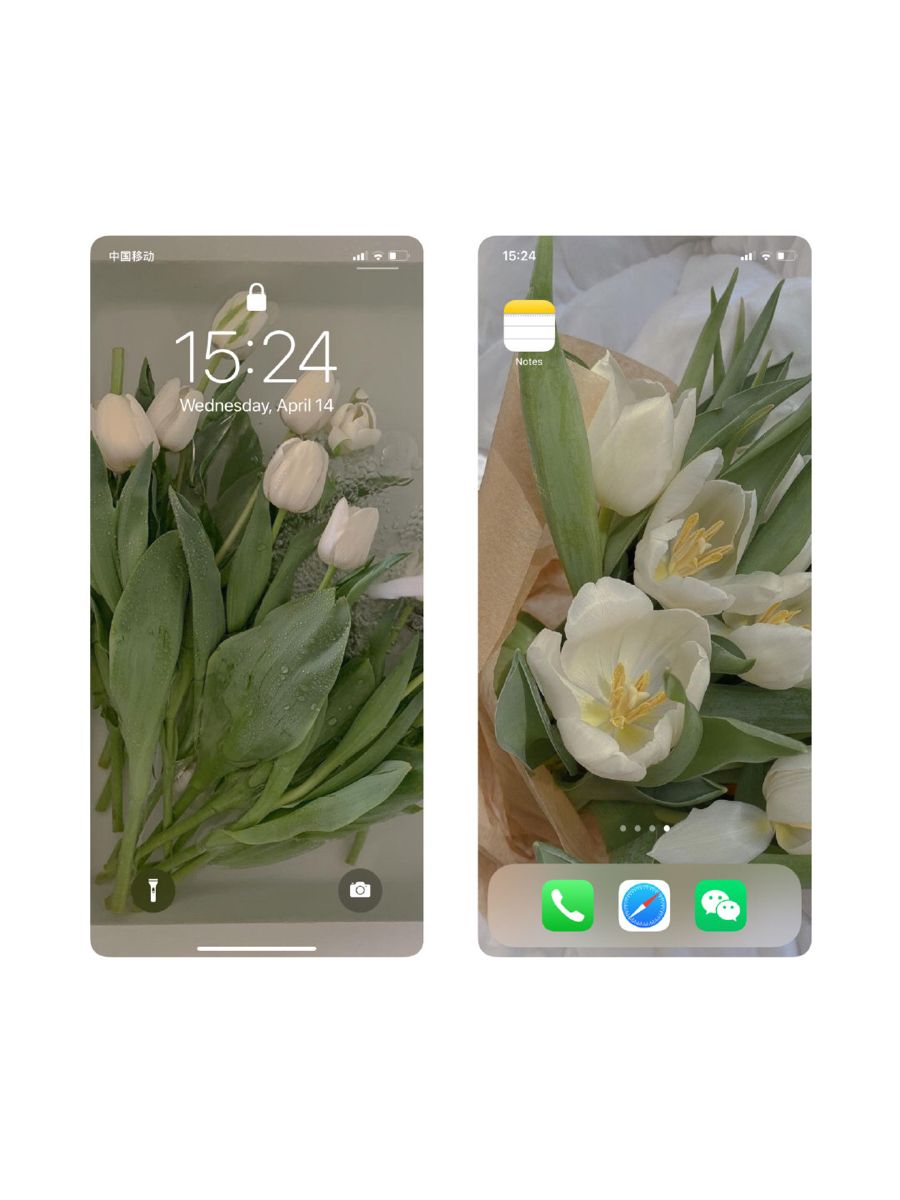 two iphone screens with flowers on them and the same one being used as ... two iphone screens with flowers on them and the same one being used as ...