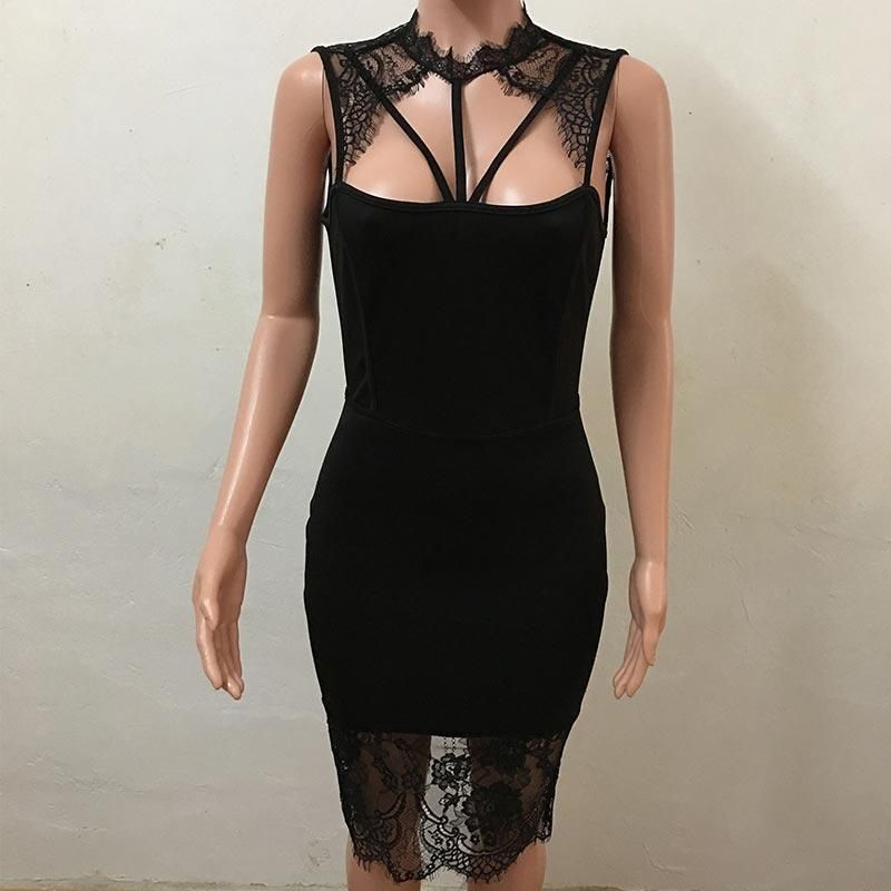 Lace Strapless Summer Bandages Dress Lace Sleeveless