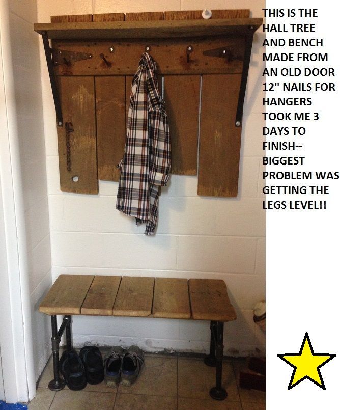 Hall Tree And Bench Made From Old Door Old Door Hall Tree Hall Tree Bench