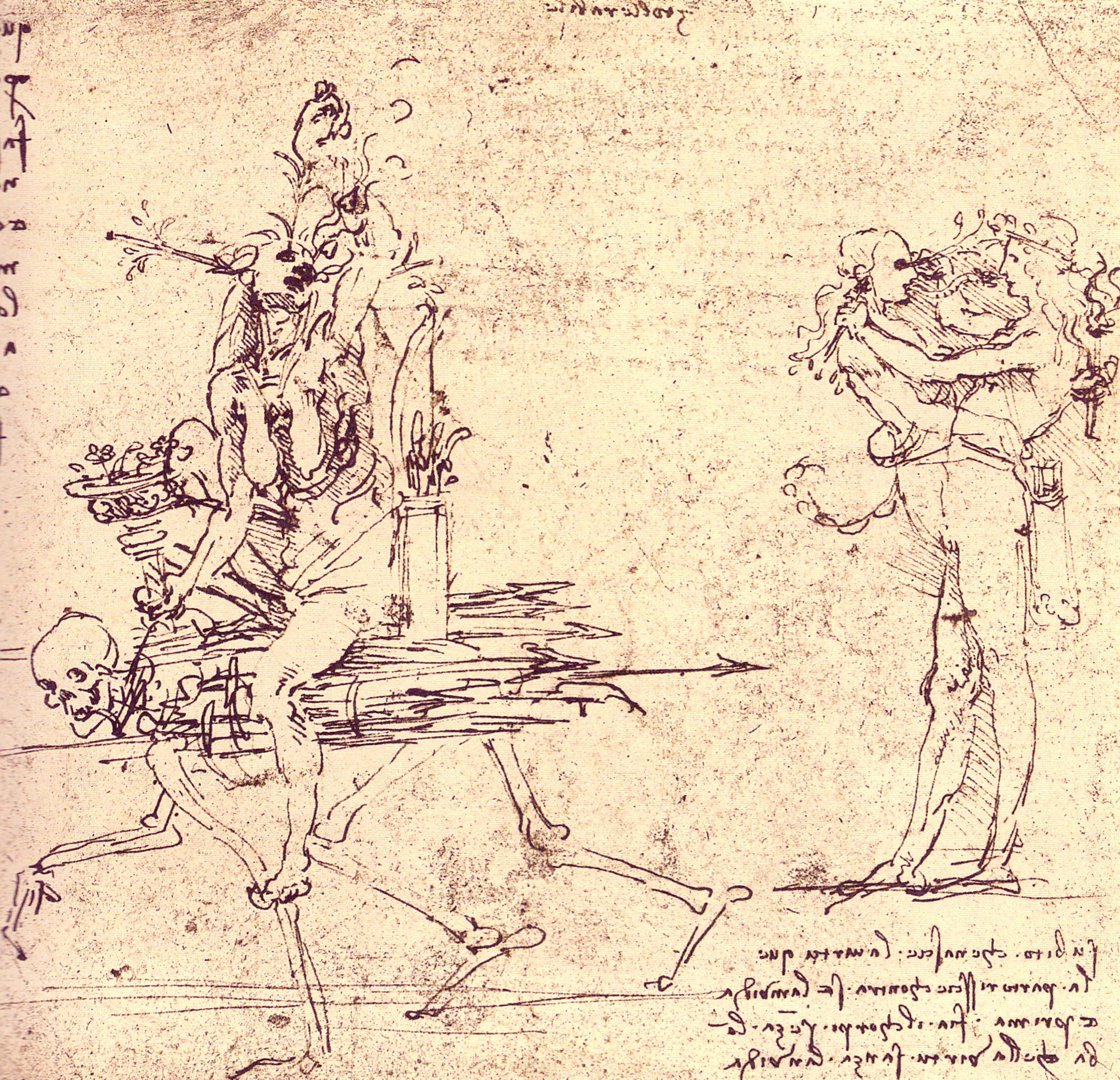 Leonardo Da Vinci Illustraion For Virtue And Envy Canvas Art Prints