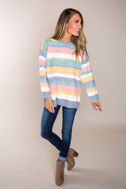 Multi Color Striped Sweater Dottie Couture Boutique Sweaters Color