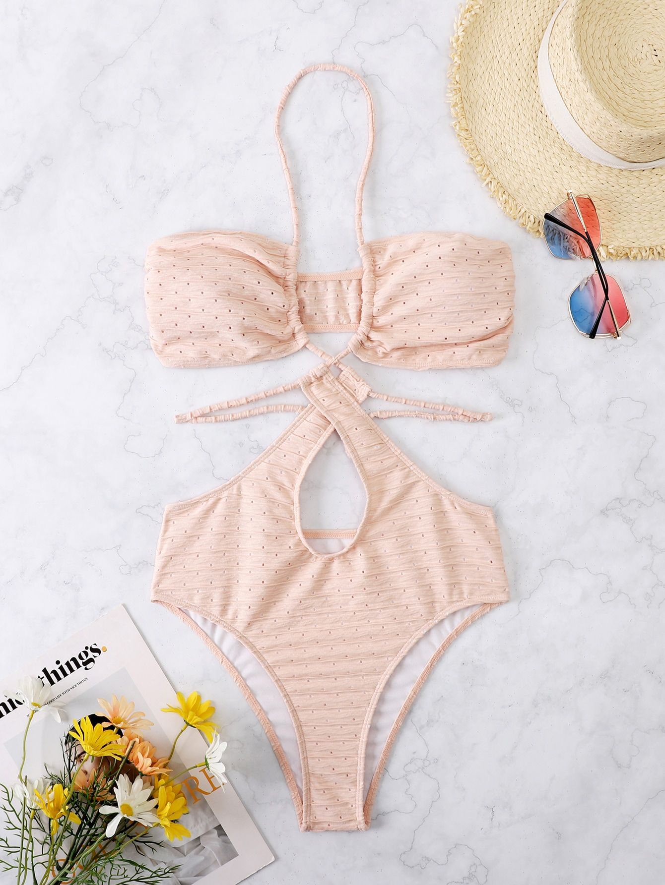 Eyelet Embroidery Cut Out One Piece Swimsuit In 2024 Cut Out One