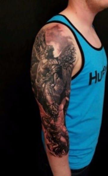 Tatuajes De Angeles Guerreros En El Brazo Realistas God Tattoos Jesus