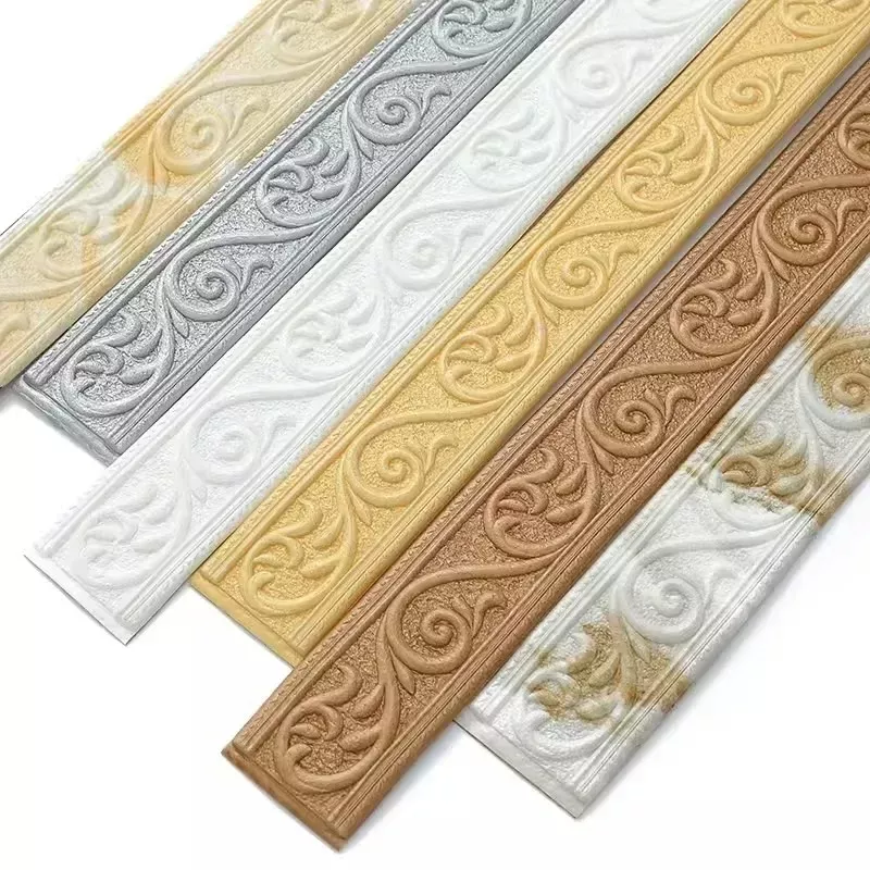 230cm 3d Pattern Sticker Wall Trim Line Skirting Border Decor Self