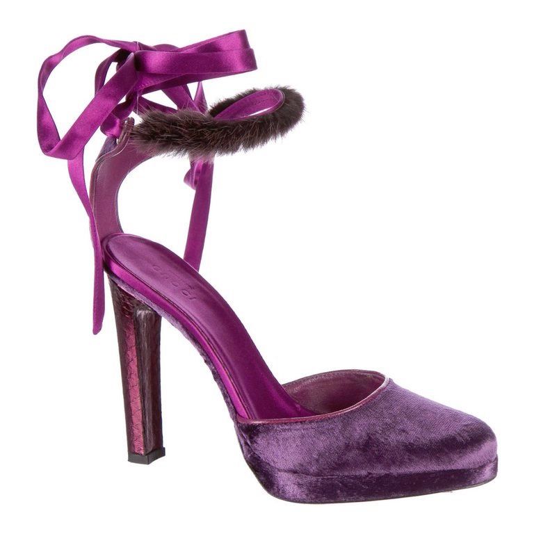 New Tom Ford For Gucci Farewell Collection Mink Python Velvet Heels Sz 9 Velvet Heels Heels