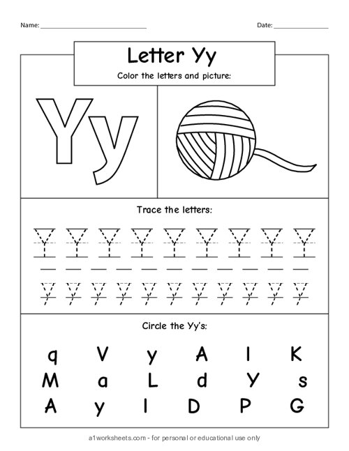 Tracing Letter Y Alphabet Learning Worksheets Letter Worksheets For Preschool Free