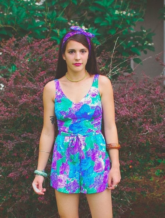 Retro One Piece Swimsuit With Romper Style