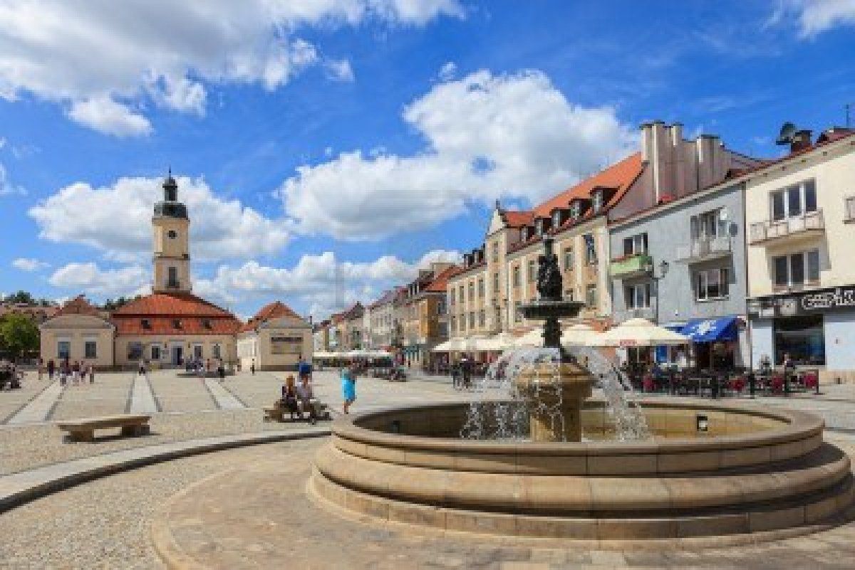 Bialystok, Poland. A place called Rynek Kosciuszki - fountain, town ... Bialystok, Poland. A place called Rynek Kosciuszki - fountain, town ...