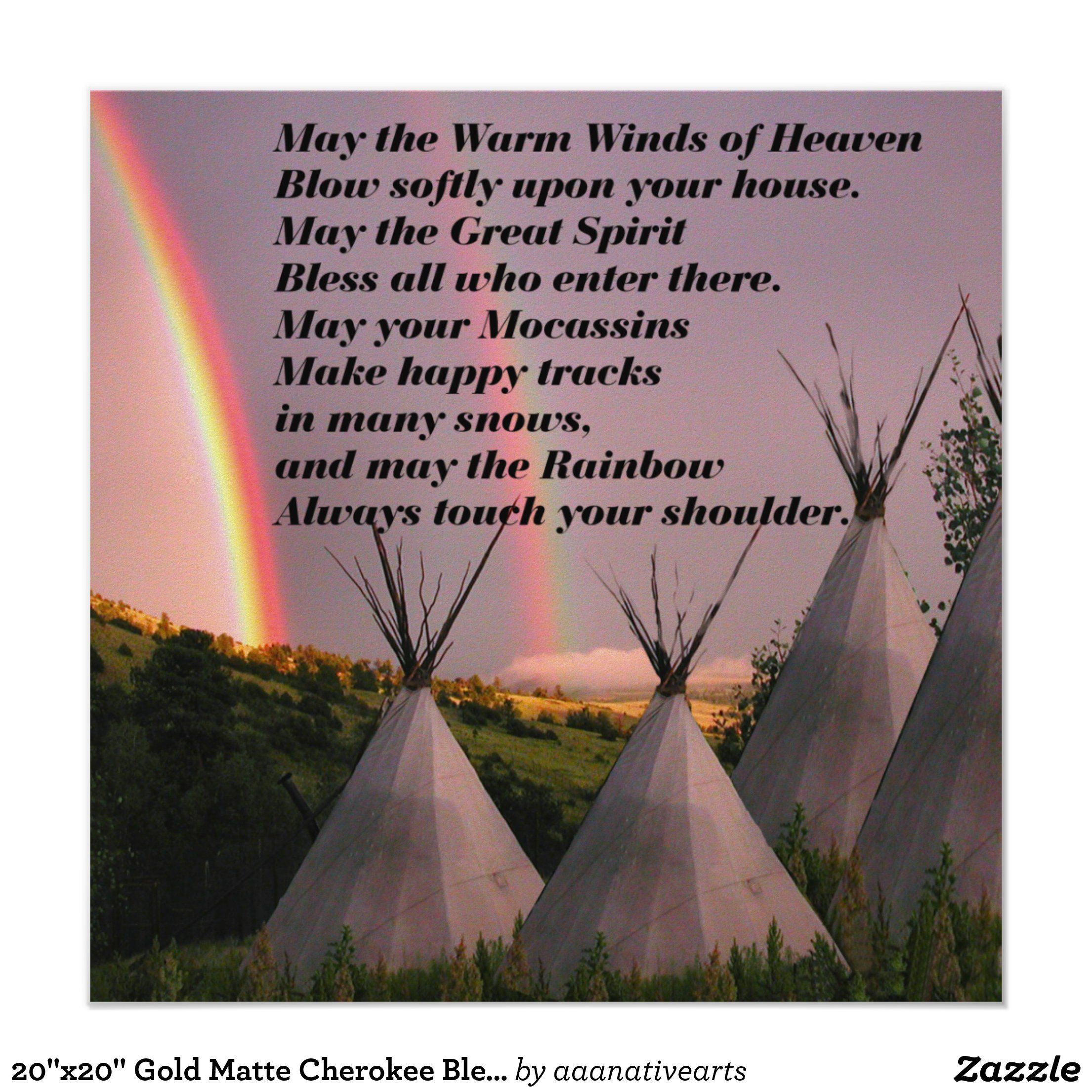 20x20 Gold Matte Cherokee Blessing Prayer Print In 2021