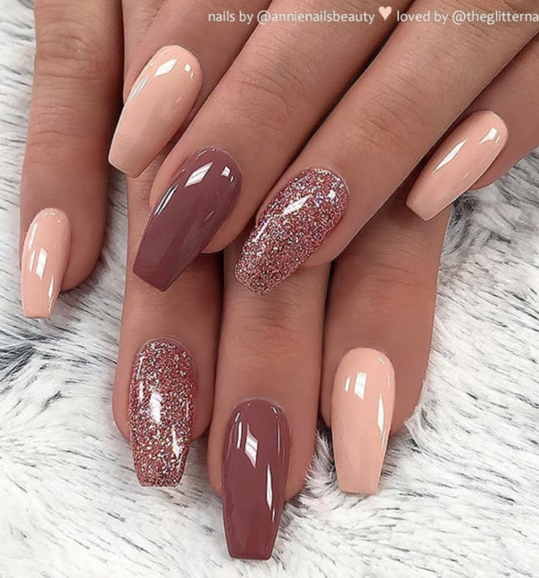 50 Pretty French Pink Ombre And Glitter On Long Acrylic Coffin Nails