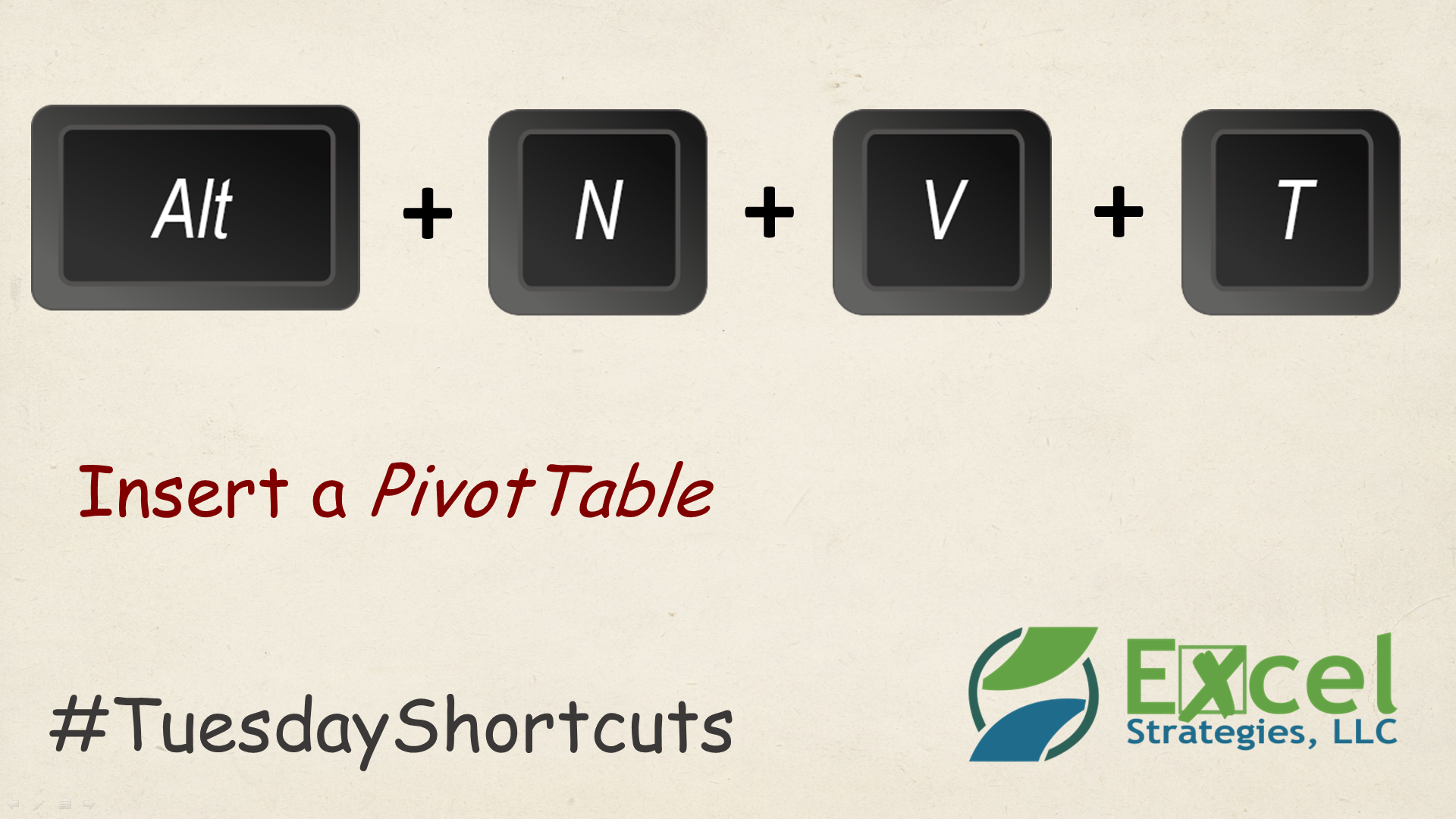 Alt N V T Insert A Pivot Table Into Your Msexcel Workbook Tuesdayshortcuts Excel