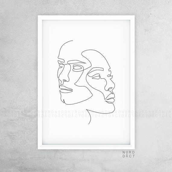 Abstract Face Line Printable Art One Line Drawing Line Artwork