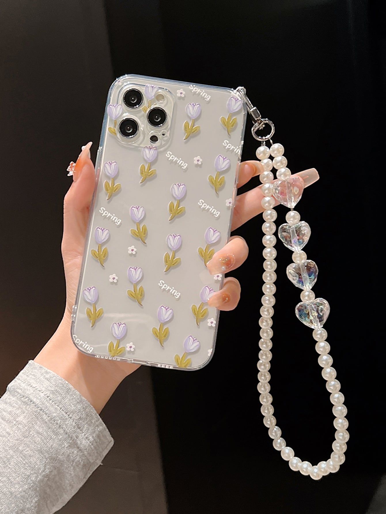 Floral clear phone case with faux pearl lanyard – Artofit Floral clear phone case with faux pearl lanyard – Artofit