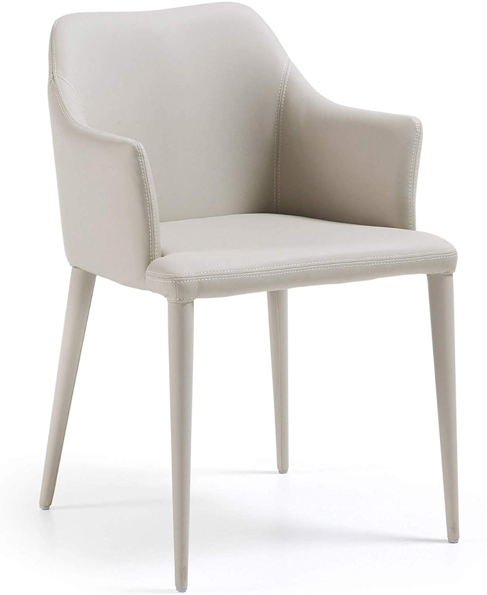 Amazon De Kave Home Croft Stuhl Mit Armlehnen Leder Beige